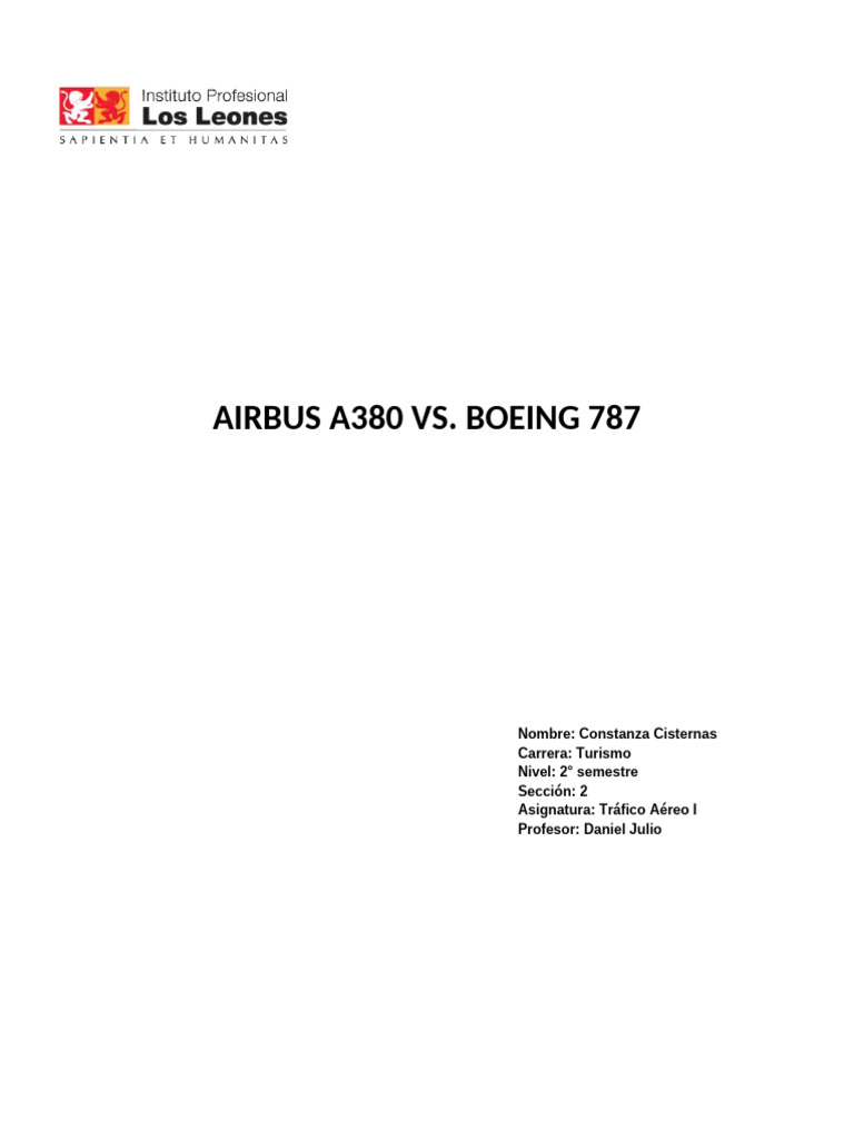 Comparativa: Airbus A380 vs Boeing 787 | PDF | Aerobús | Boeing