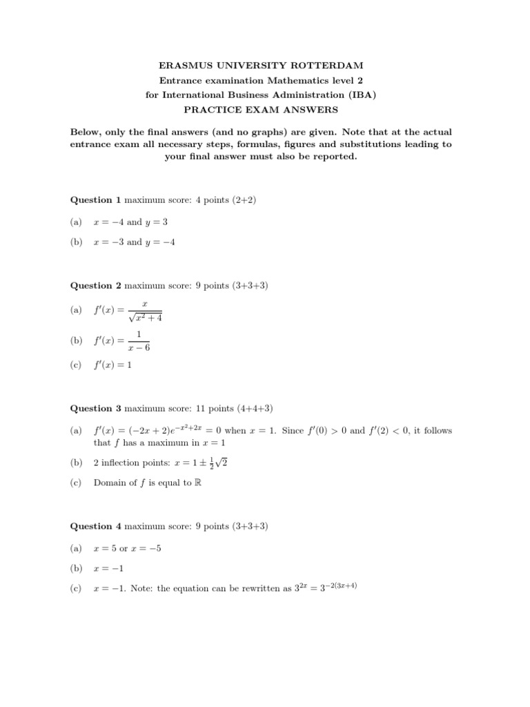 Practice Exam IBA NonCD Answers Version 2014 | PDF | Equations ...
