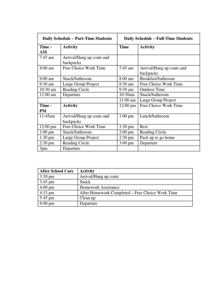 Student Daily Schedules | PDF | Career & Growth