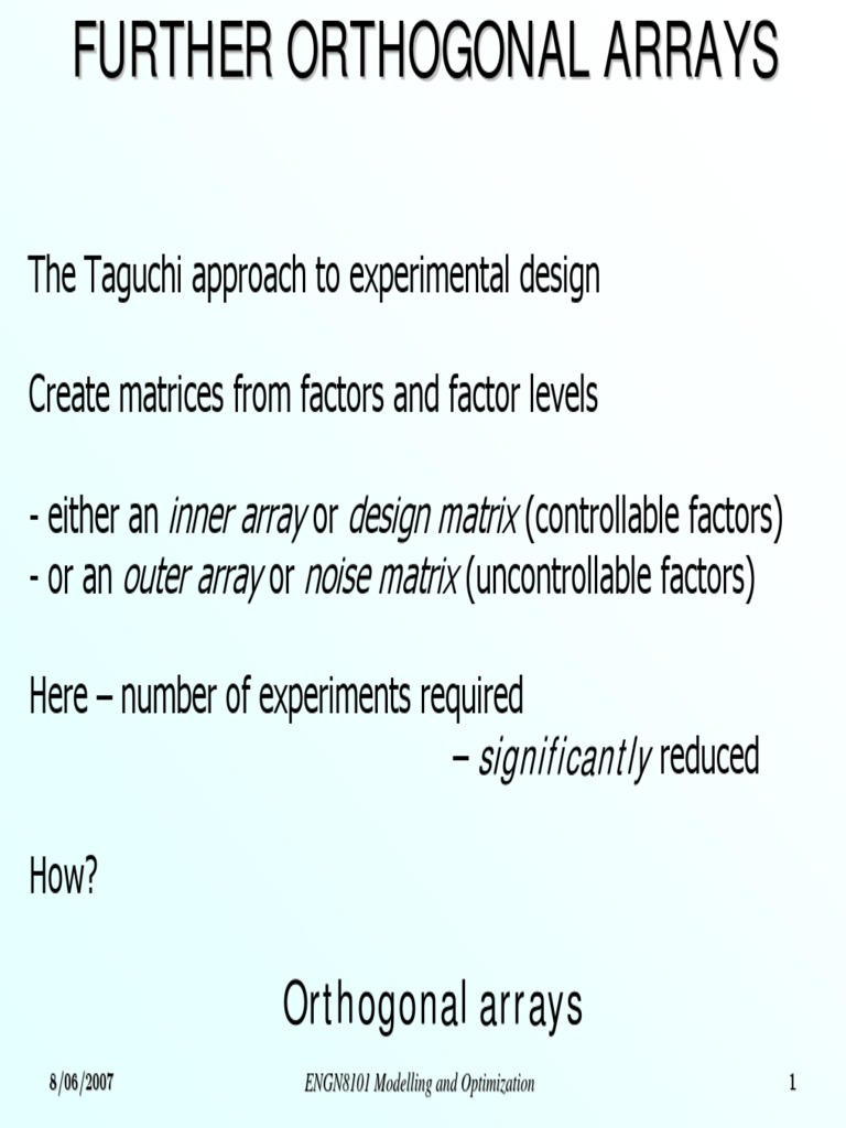 Orthogonal Arrays-Lecturer 8 PDF | PDF | Matrix (Mathematics) | Experiment