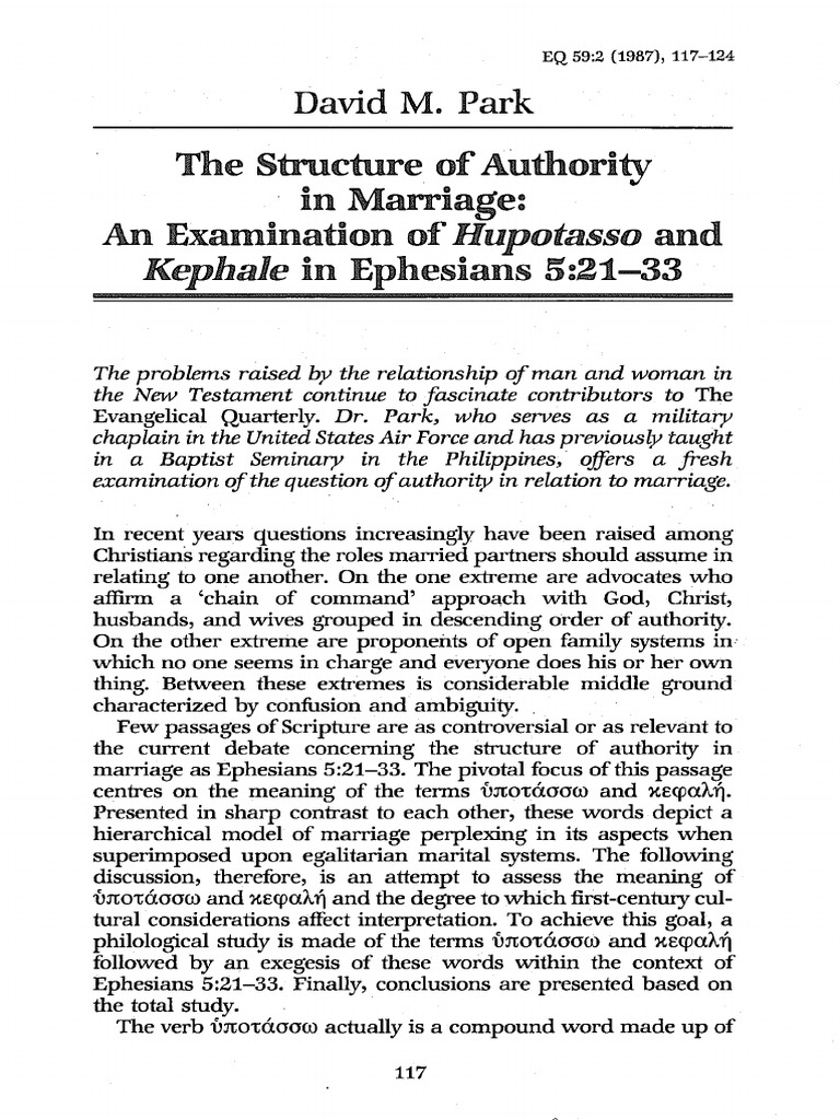 Hupotasso in Marriage | PDF | Wife | Epistle To The Ephesians