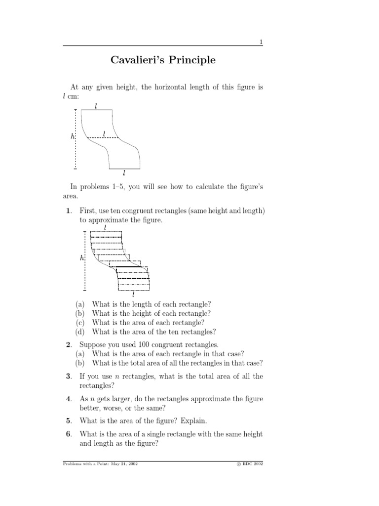 M06 Cavalieri's Principle - Ekvolrev2 PDF | PDF | Triangle | Space