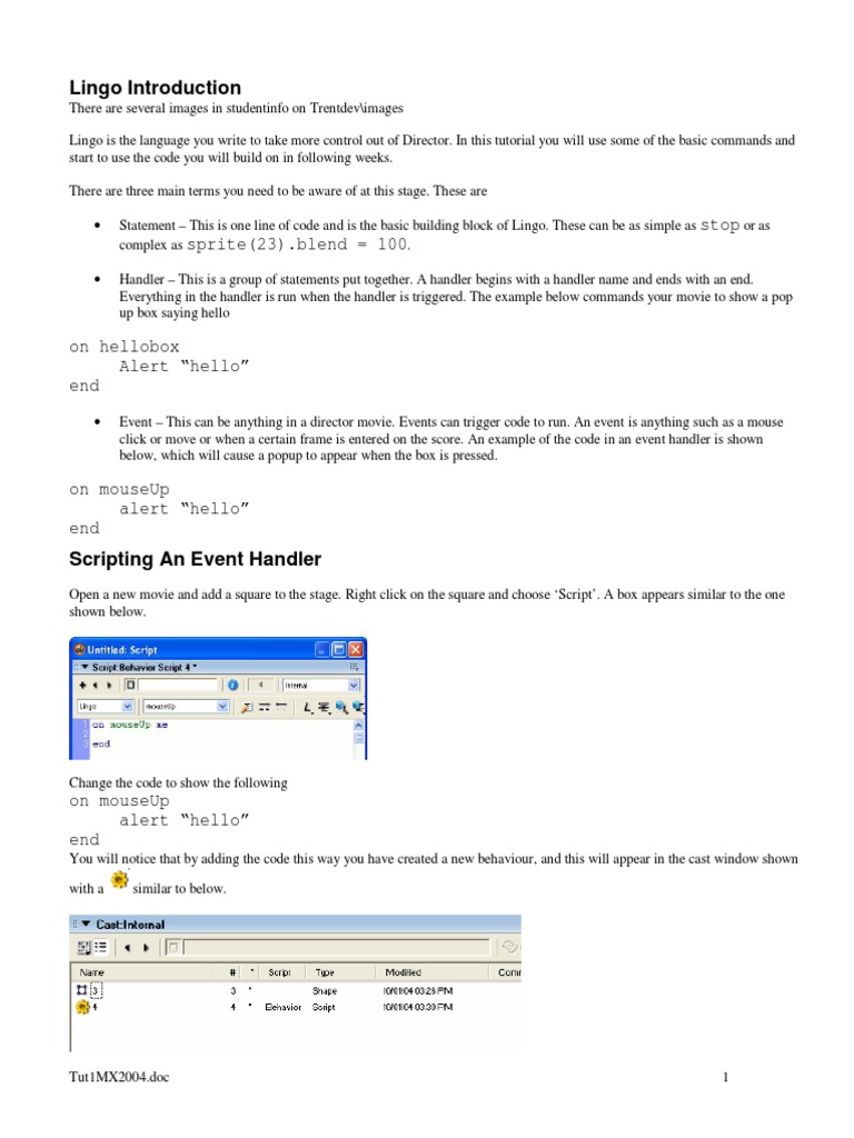 Lingo Tutorial | PDF | Menu (Computing) | Software