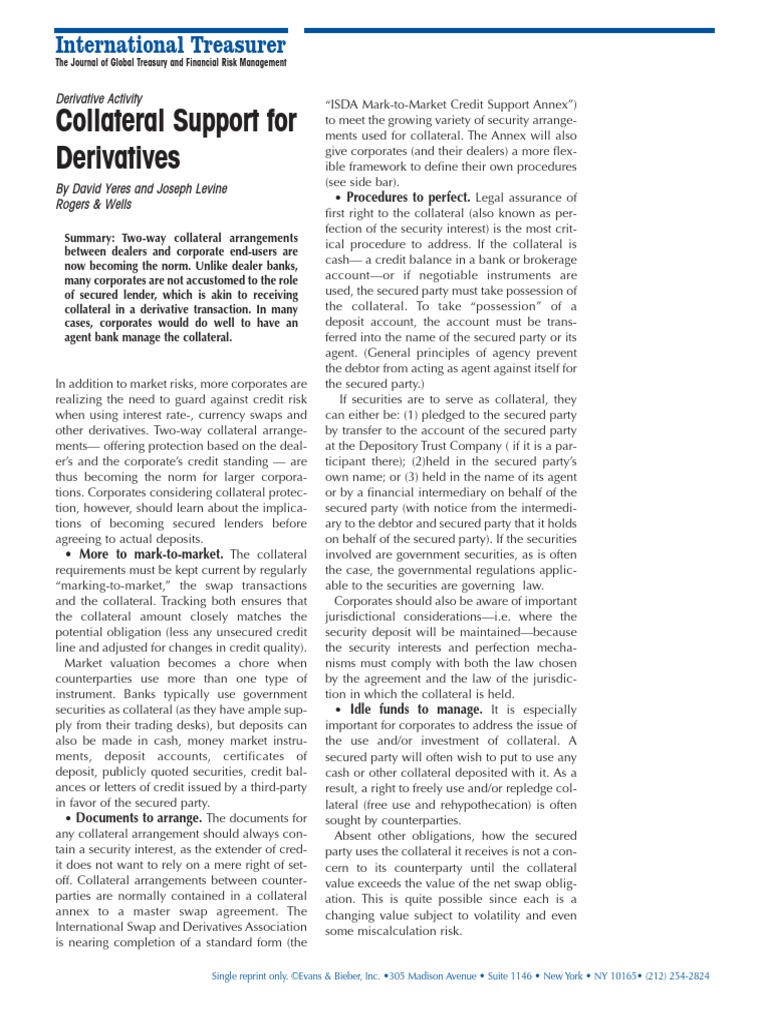 Collateral Support For Derivatives | PDF | Derivative (Finance ...