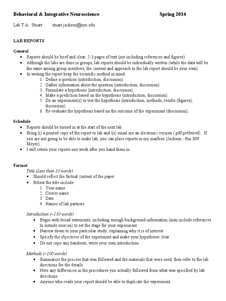 Lab Reports Guide 2014 | PDF | Science | Science (General)