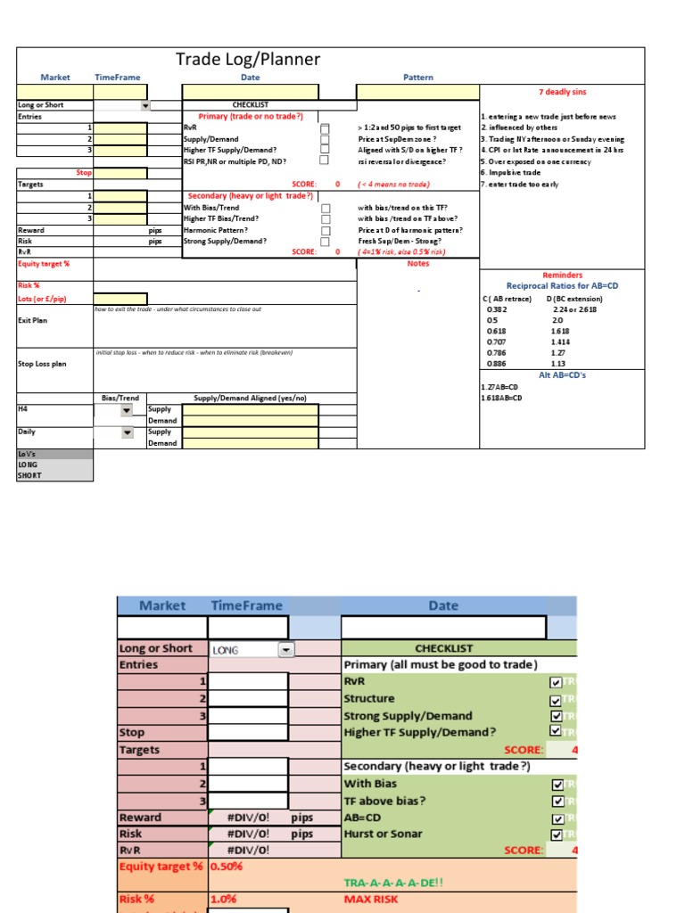 Trade Log Planner Oct2011 | PDF | Economies | Market (Economics)