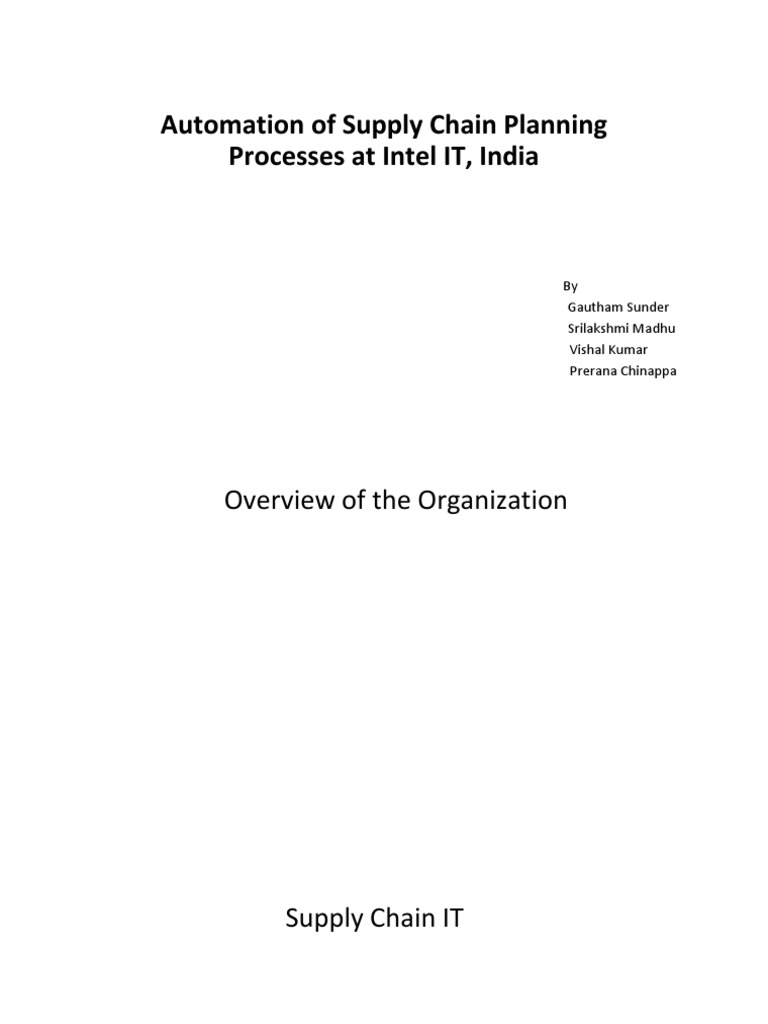 Automation of Supply Chain Planning Processes at Intel | PDF | Oracle ...