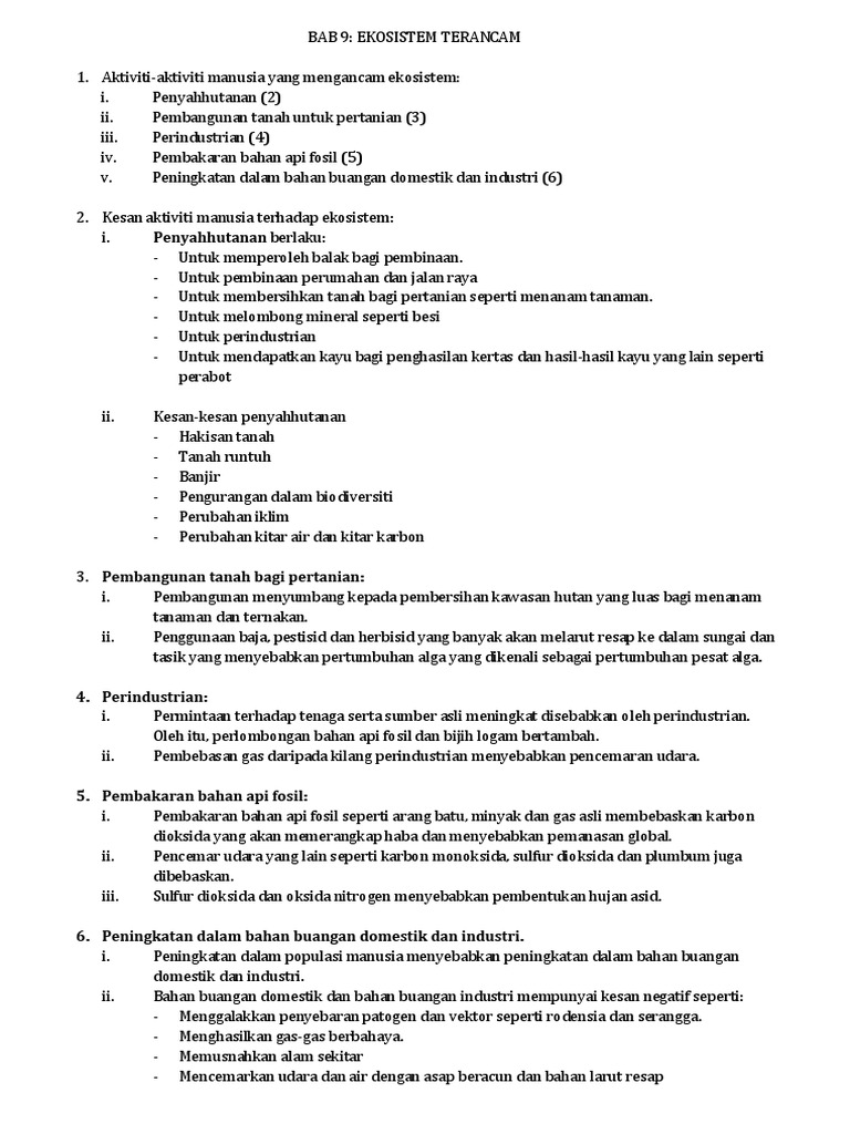 Nota Biologi Bab 9 Tingkatan 4 | PDF