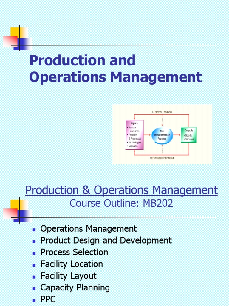 Operations Management Overview | PDF | Operations Management | Factors ...
