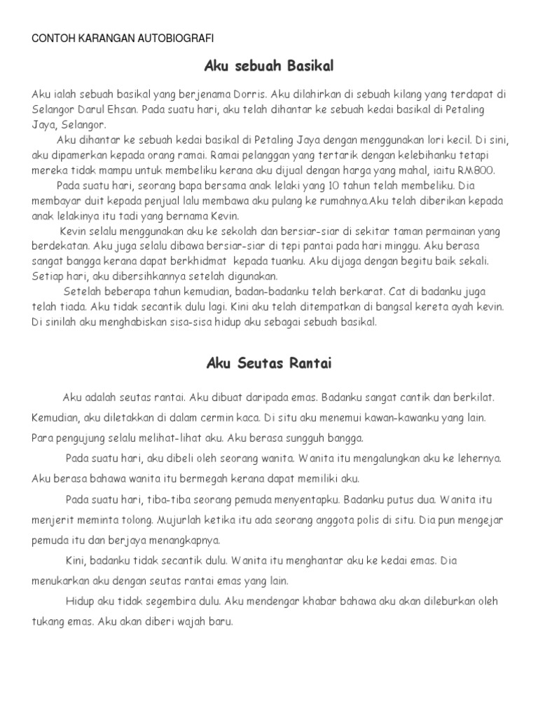 Contoh Karangan Autobiografi | PDF