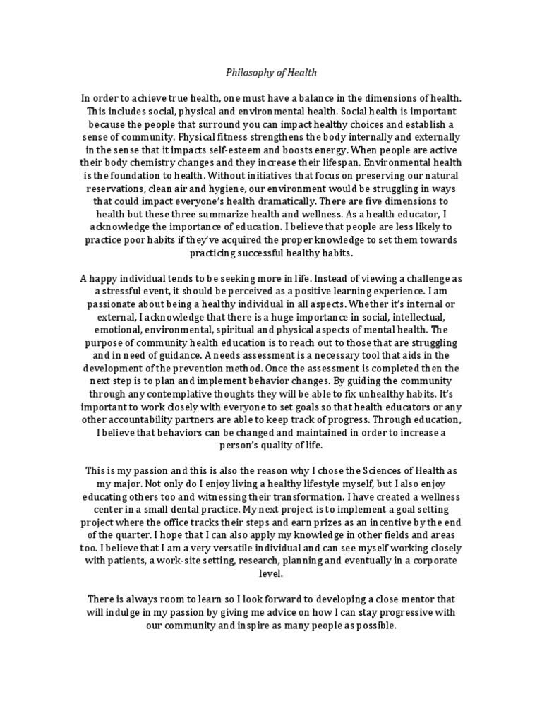 Philosophy Health | PDF | Emergence | Health Care