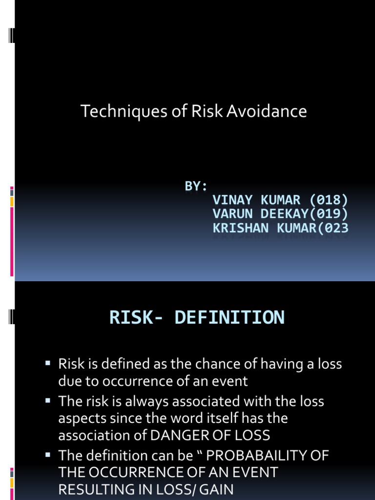 Risk Avoidance Techniques Explained | PDF | Risk Management ...