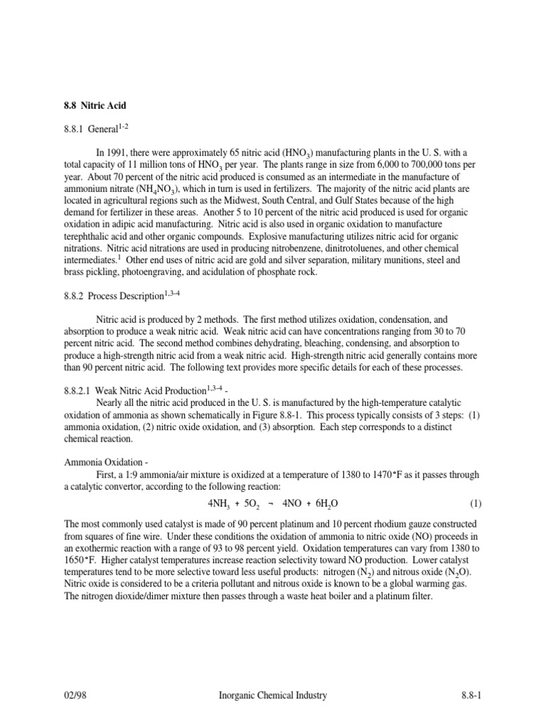 Nitric Acid Production Processes | PDF | Nitric Acid | Nitrogen