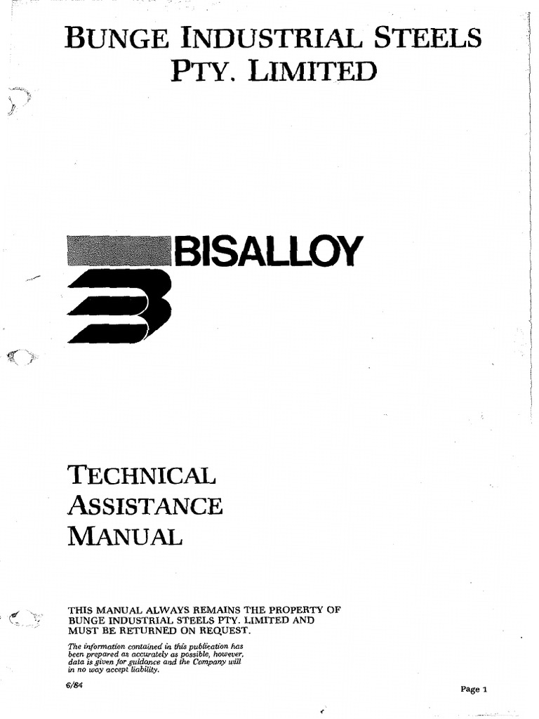 Bisalloy Technical Assistance Manual: An Introduction to the Properties ...