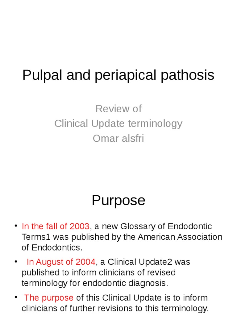 Pulpal and Periapical Pathosis | Medical Diagnosis | Dentistry