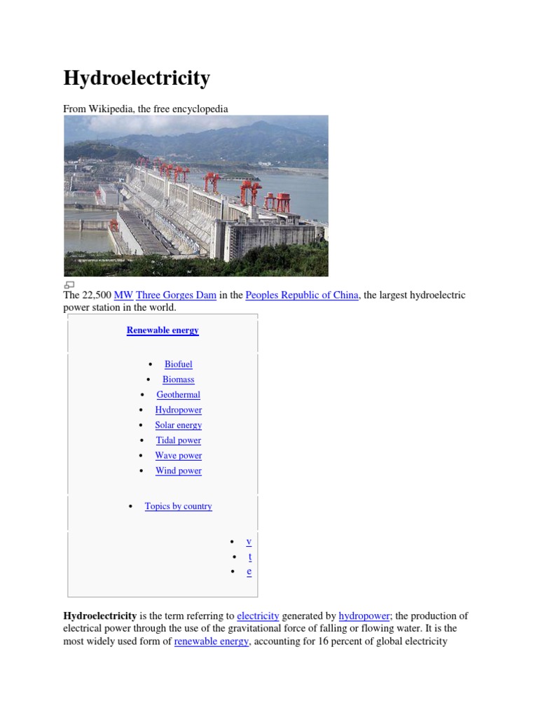 Hydro Electricity With Its History | PDF | Hydroelectricity | Power Station