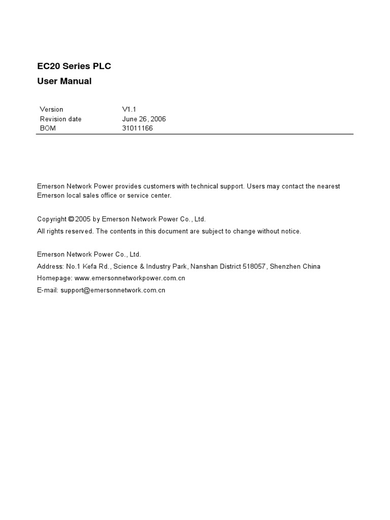 EC20 Series PLC User Manual PDF | PDF | Programmable Logic Controller ...
