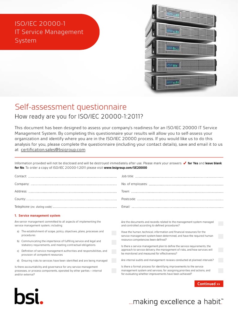 BSI ISO20000 Assessment Checklist UK en | PDF