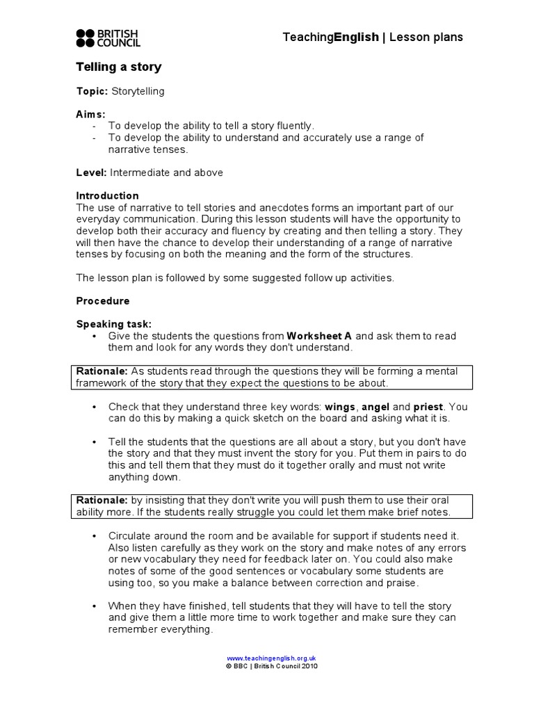 Telling Story Lesson Plan | Download Free PDF | Lesson Plan | Narrative