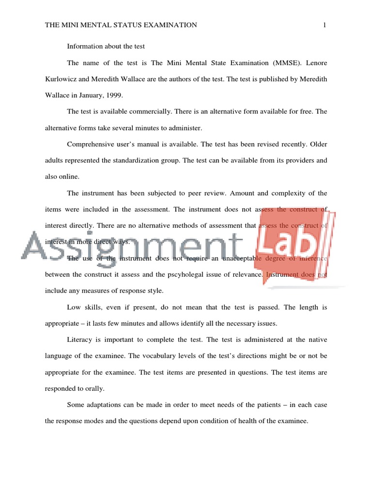 The Mini Mental Status Examination | PDF | Test (Assessment) | Evaluation