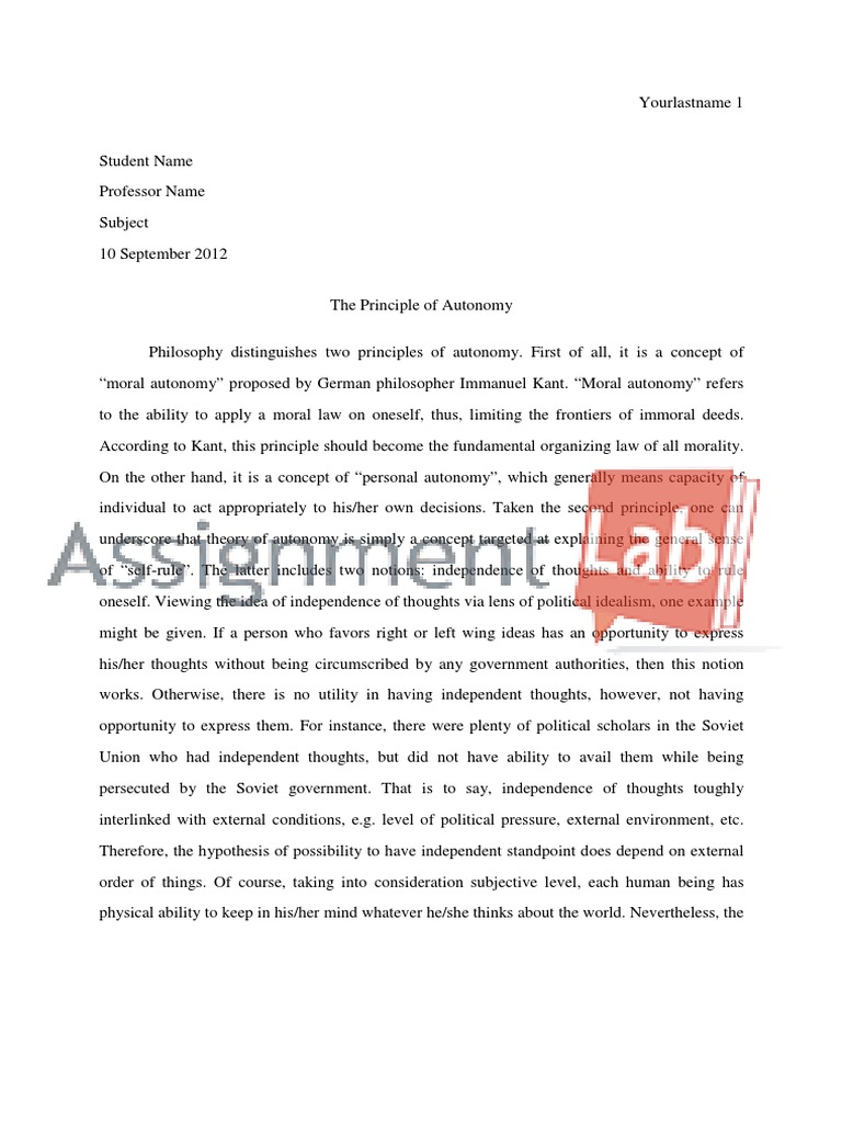 The Principle of Autonomy | PDF | Autonomy | Immanuel Kant