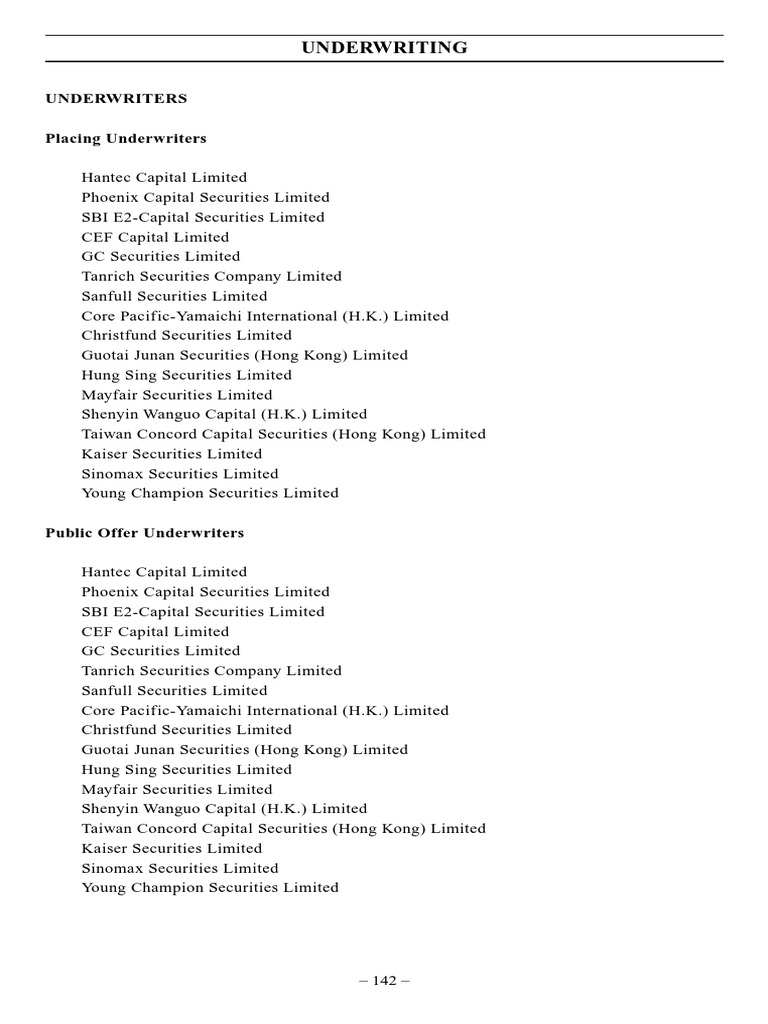 Underwriting UNDERWRITERS Process | PDF | Securities (Finance ...