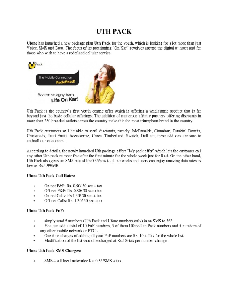 Uth Pack: Ufone Has Launched A New Package Plan Uth Pack For The Youth ...