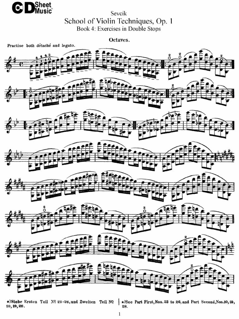 Sevcik - School of Violin Techniques Op.1, Book 4 - Exercises in Double Stops | PDF | Foreign ...