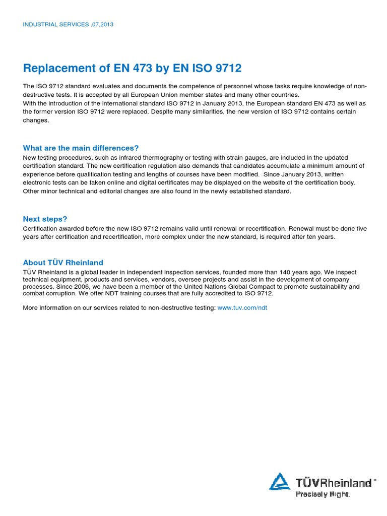 ISO 9712 Replaces EN 473: Key Changes | PDF