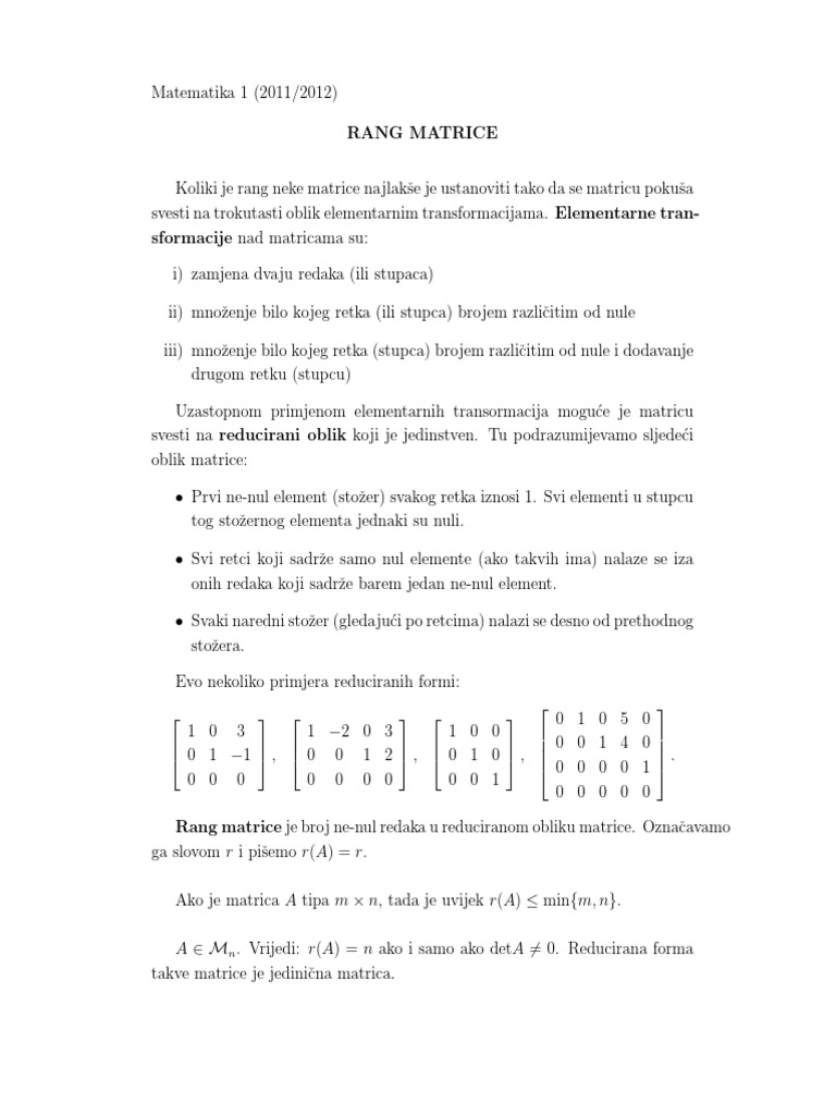 Rang Matrice | PDF