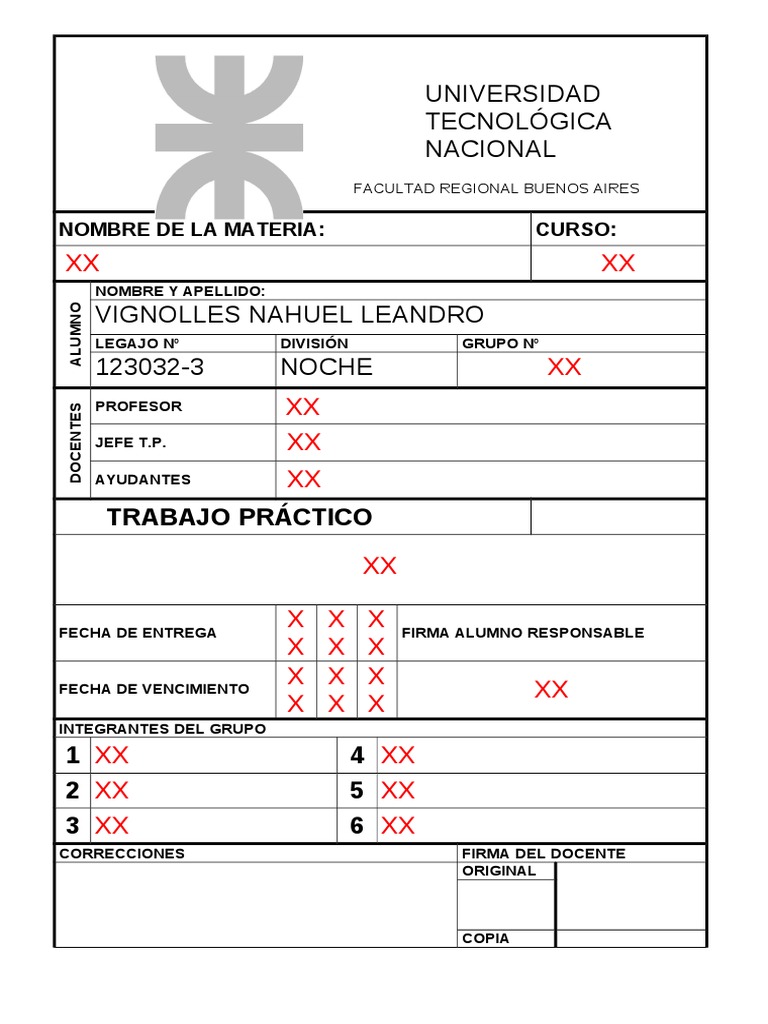 Plantilla Word Caratula Utn | PDF