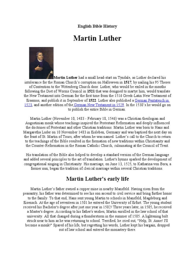Martin Luther's Early Life | PDF | Martin Luther | Catholic Church