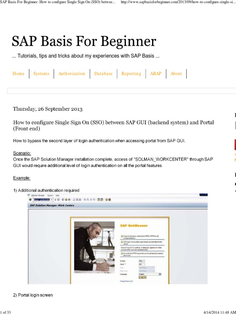 SAP Basis For Beginner - How To Configure Single Sign On (SSO) Between ...