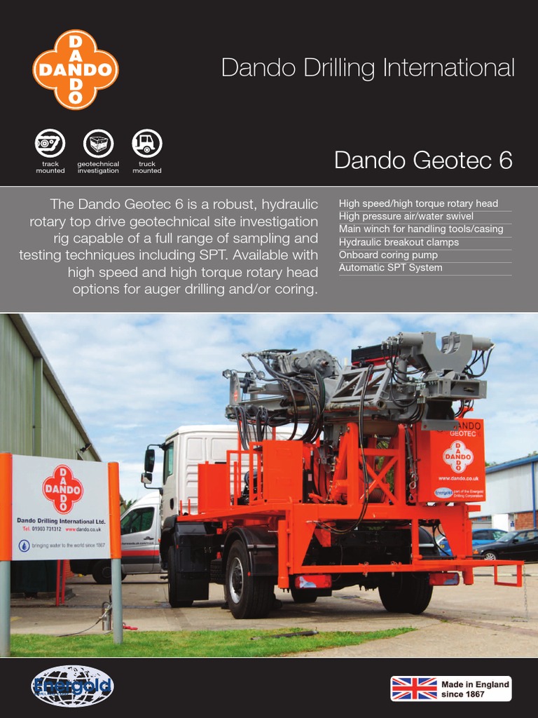 Dando Geotec 6 Drilling Rig Overview | PDF | Drilling Rig | Vehicles