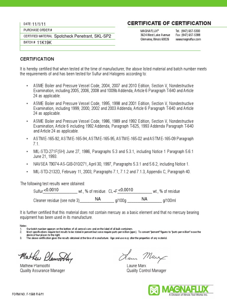 11k19k Skl-sp2 Certificado | PDF | Nondestructive Testing | Certification