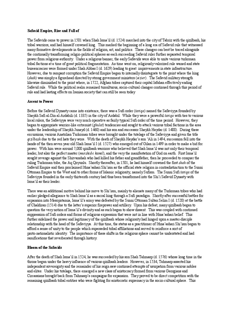 The Rise and Fall of the Safavid Empire: Tracing Political, Religious ...