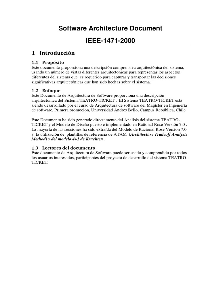 Software Architecture Document | PDF | Caso de uso | Software