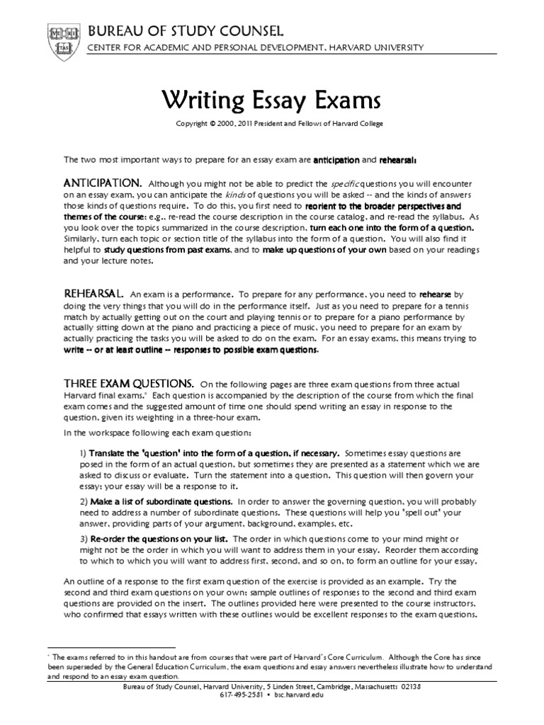 Writing Essay Exams | PDF | Equal Opportunity | Test (Assessment)