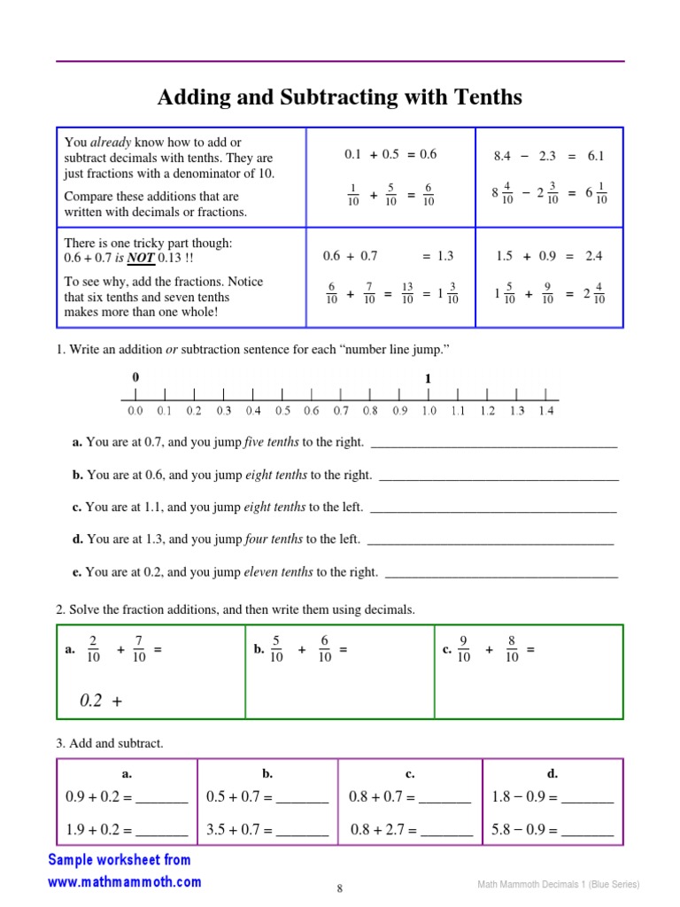 Adding and Subtracting Decimals Guide | PDF