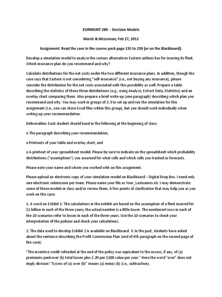 Egrmgmt 280 - Write-Up | PDF | Standard Deviation | Risk