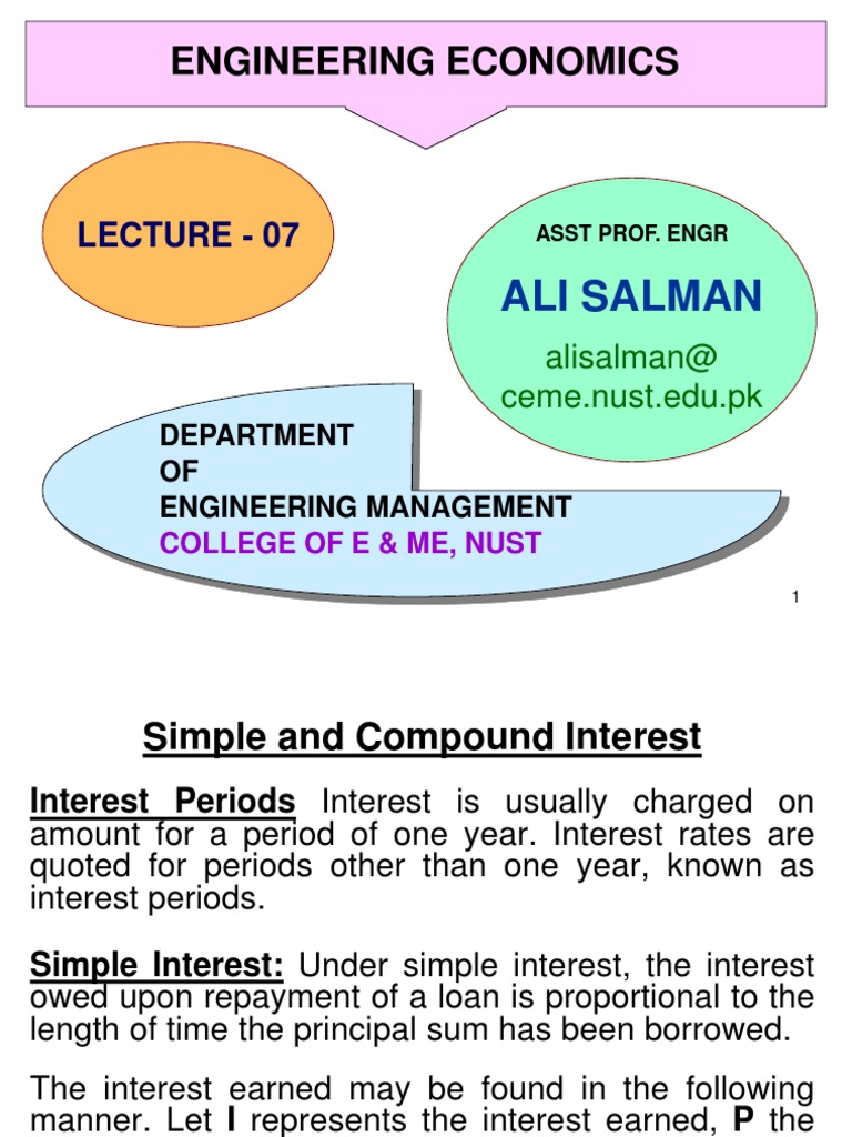 Engineering Economics: Ali Salman | PDF | Compound Interest | Interest
