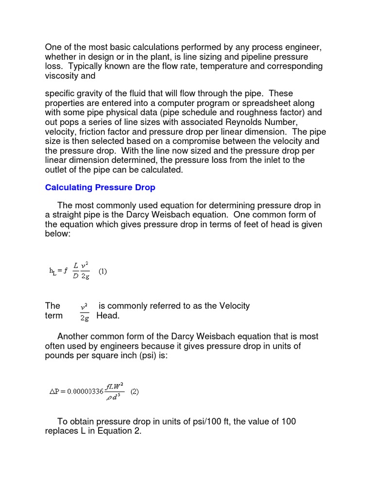 Pressure Drop Calculation in Pipes | PDF | Reynolds Number | Pressure