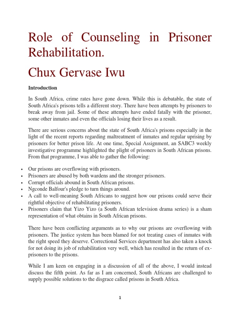 Counseling for Prisoner Rehabilitation | PDF | Prison | Prisoner