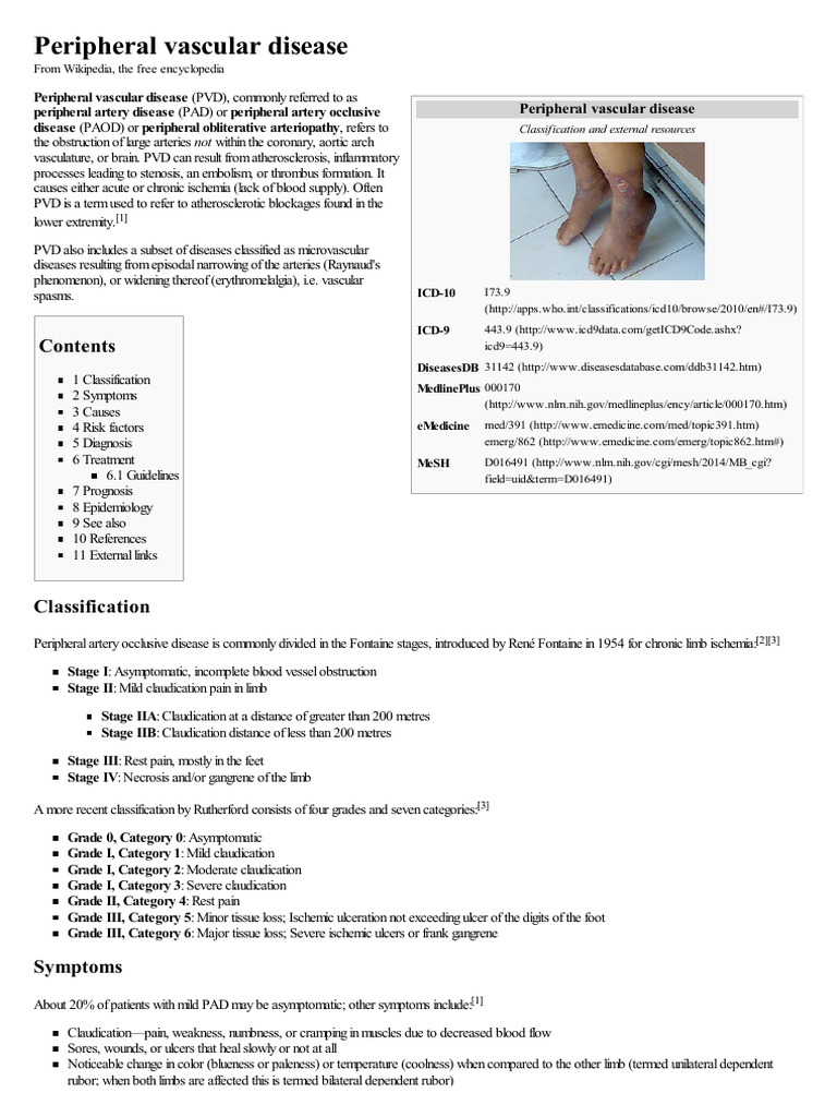 Peripheral Vascular Disease - Wikipedia, The Free Encyclopedia | PDF ...