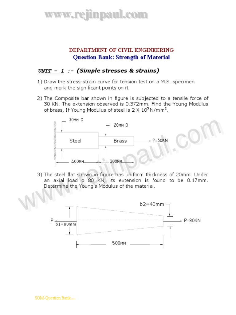 Ce2201 QB2 | PDF | Bending | Stress (Mechanics)