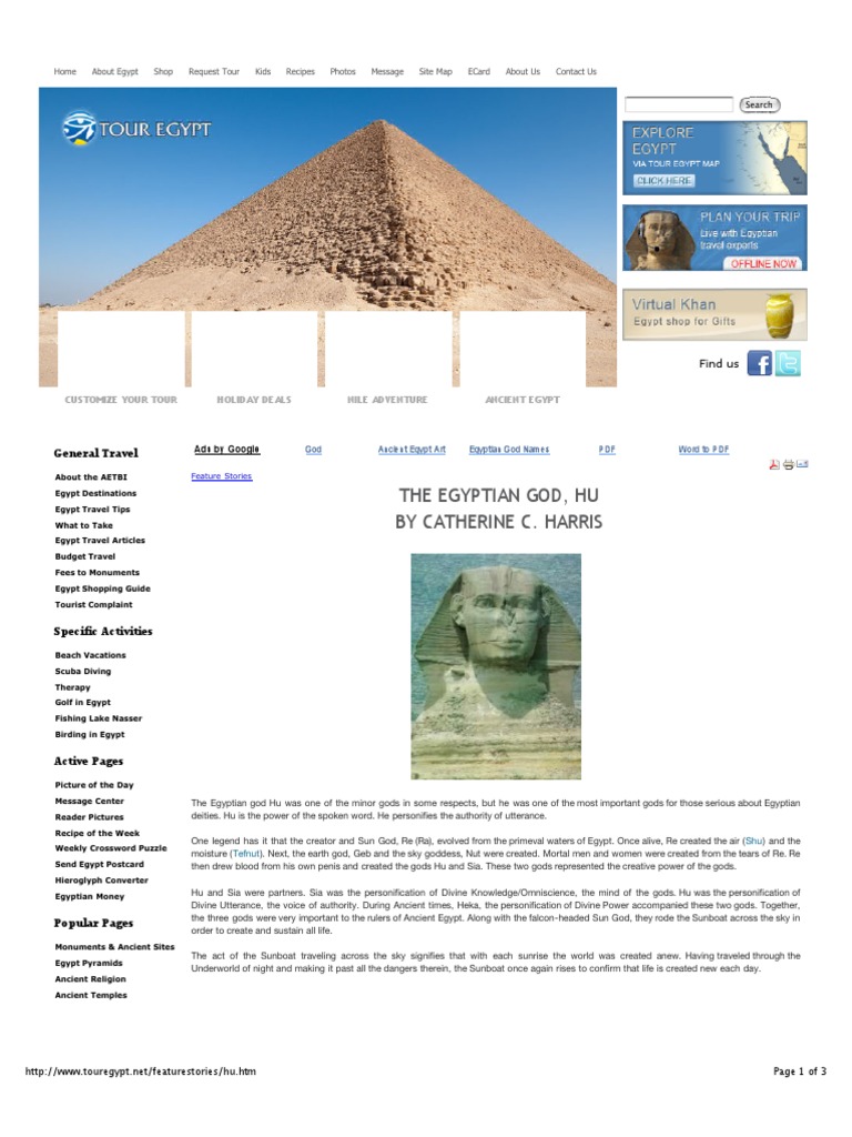 “Egypt- The Egyptian God, Hu” | Ancient Egyptian Religion | Deities