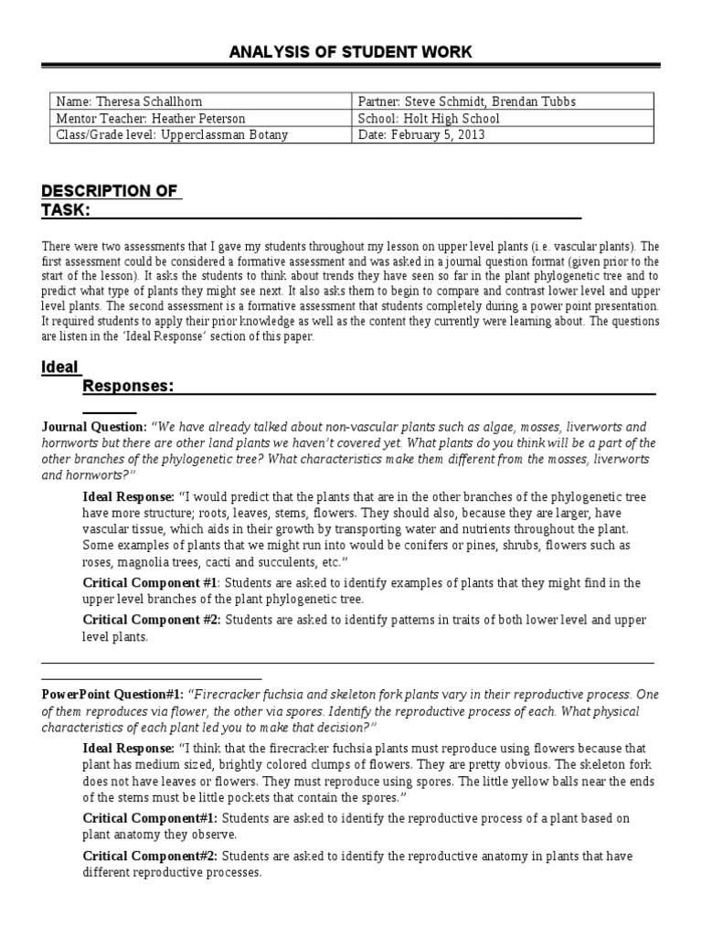 Student Assessments in Botany Class | PDF | Plant Stem | Trees