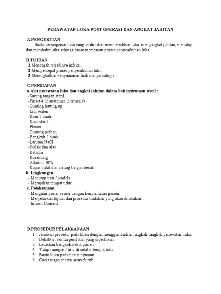 Perawatan Luka Post Operasi Dan Angkat Jahitan | PDF