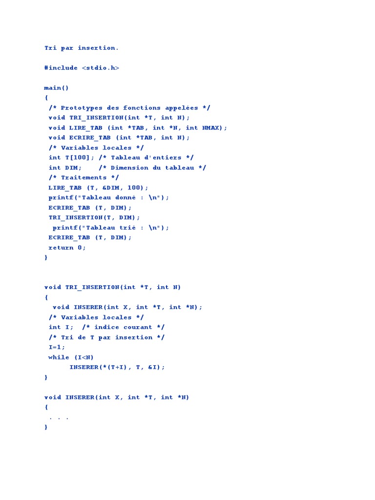 Tri Insertion en C pour Débutants | PDF