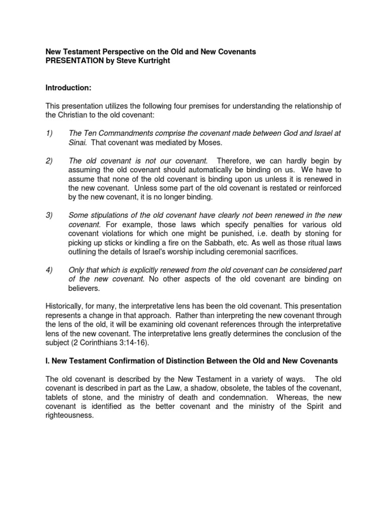 Old vs New Covenant Explained | PDF | Covenant (Biblical) | New Covenant
